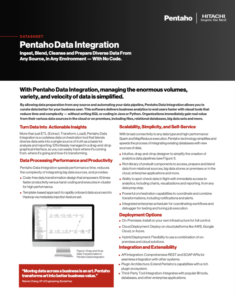 Pentaho Data Integration Datasheet | Pentaho