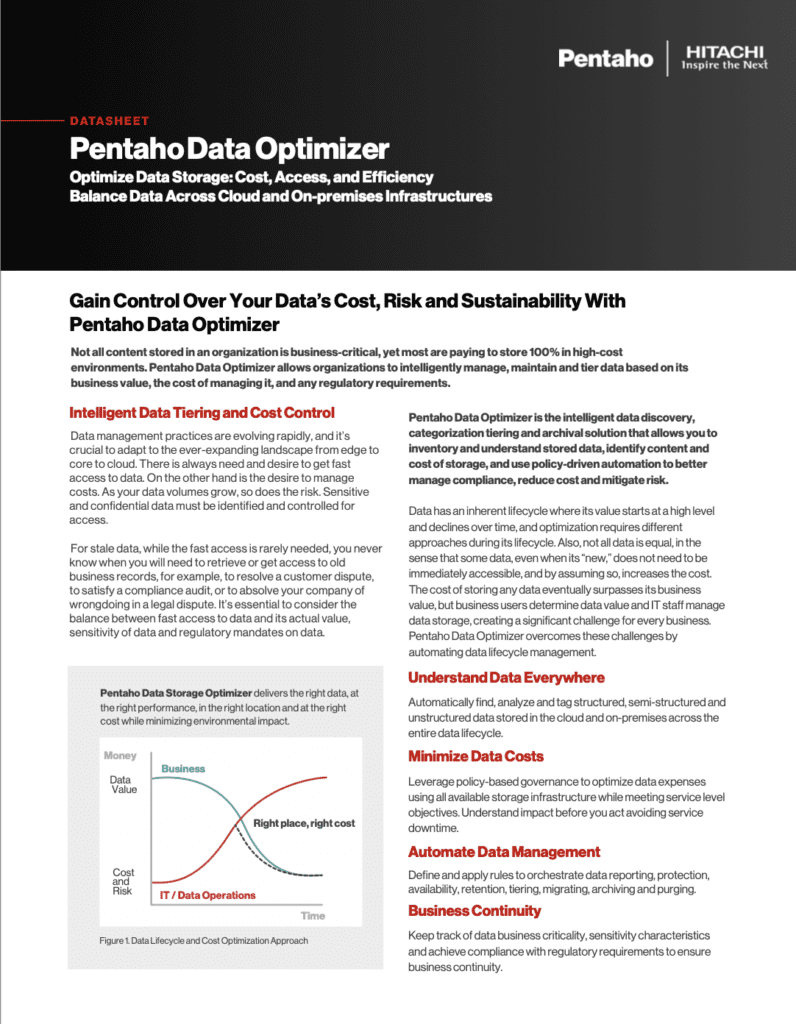 Pentaho Data Optimizer Datasheet | Pentaho